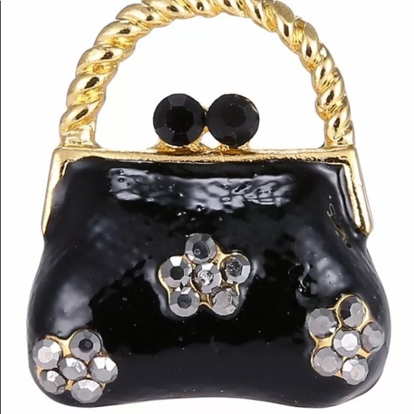 Jewelry | Handbag Brooch Pin Crystals Black | Poshmark